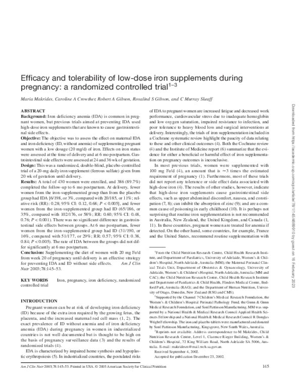 (PDF) Efficacy and tolerability of low-dose iron supplements during ...