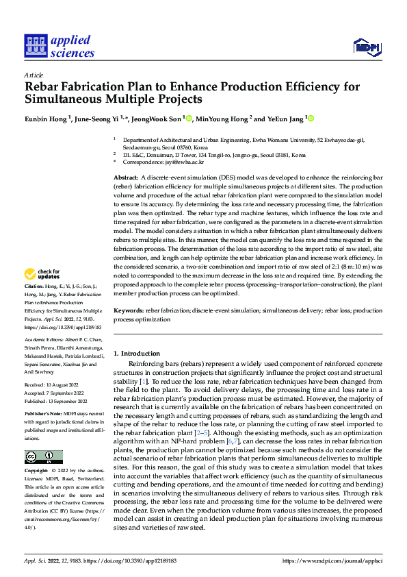 (PDF) Rebar Fabrication Plan to Enhance Production Efficiency for ...