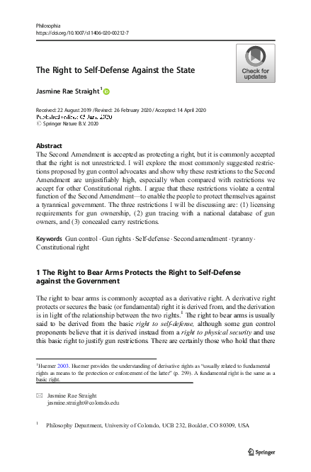 (PDF) The Right to Self-Defense Against the State