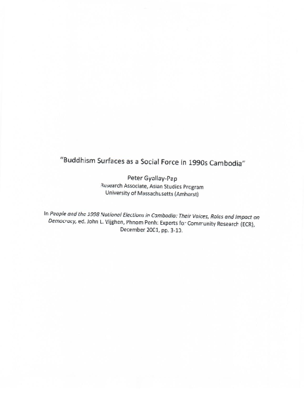 Khmer Buddhism Resurfaces