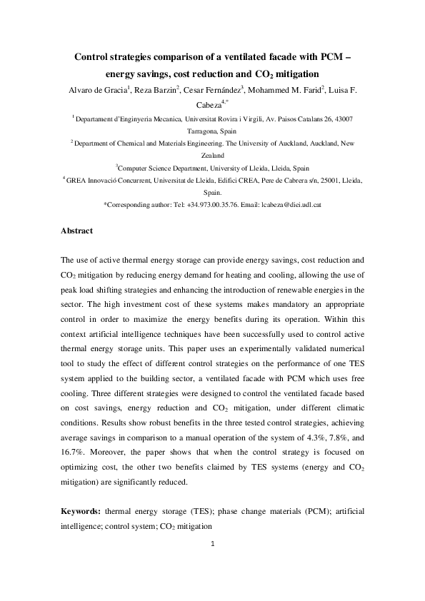 (PDF) Control strategies comparison of a ventilated facade with PCM ...
