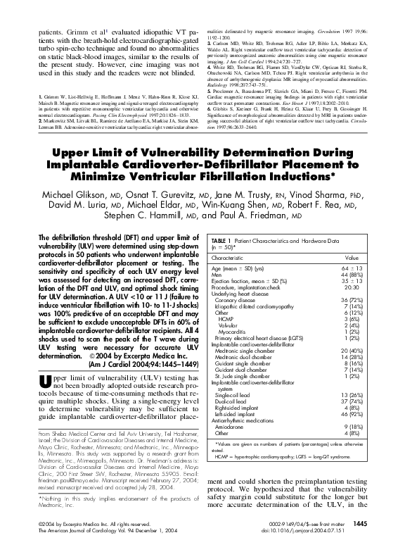 (PDF) Upper limit of vulnerability determination during implantable ...