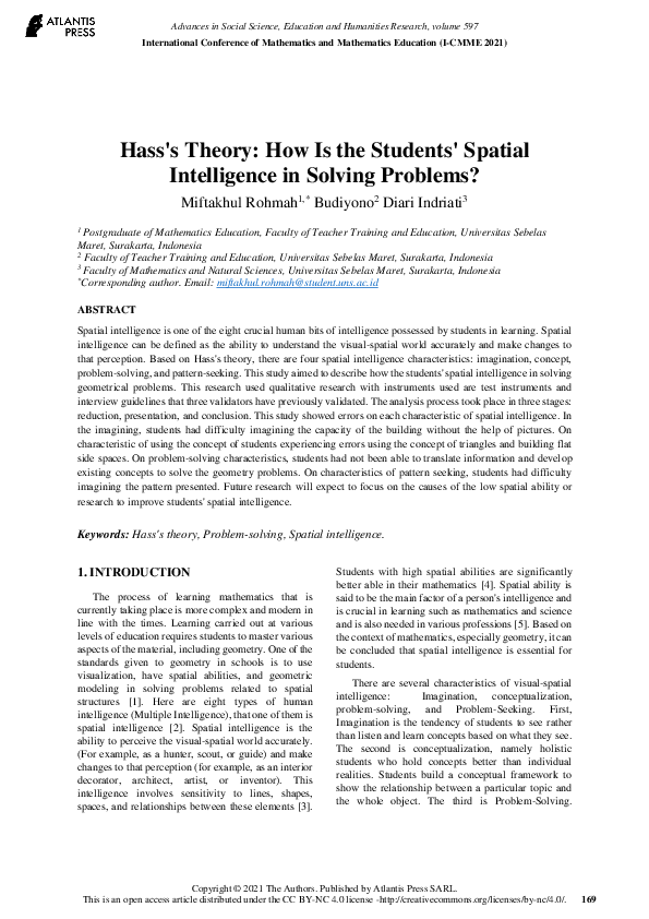 (PDF) Hass’s Theory: How Is the Students’ Spatial Intelligence in ...