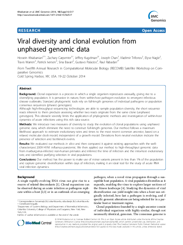 (PDF) Viral diversity and clonal evolution from unphased genomic data