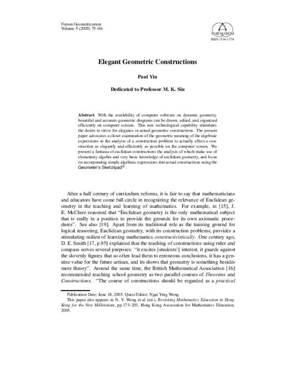 (PDF) Elegant Geometric Constructions