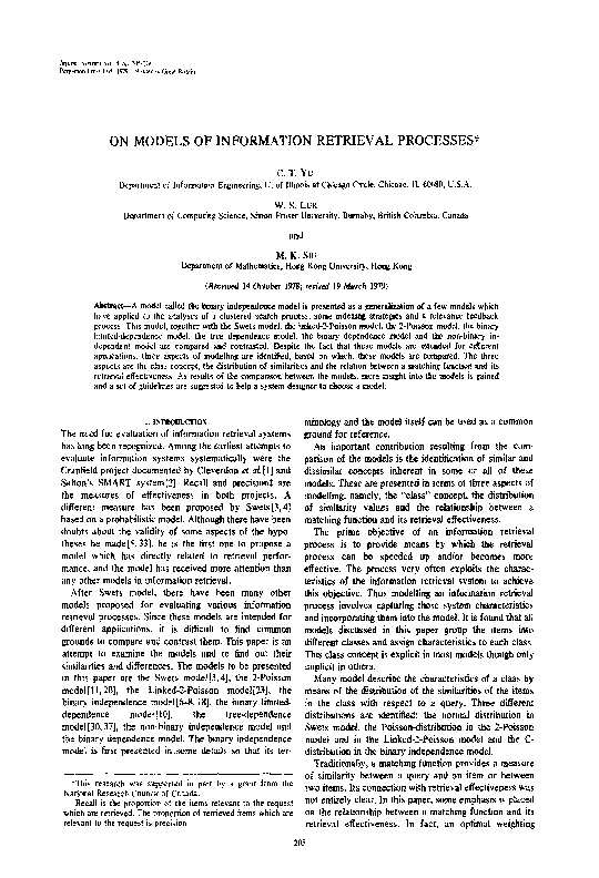 (PDF) On models of information retrieval processes