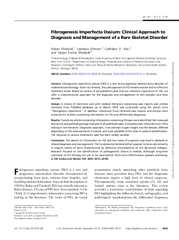 (PDF) Fibrogenesis Imperfecta Ossium: Clinical Approach to Diagnosis ...
