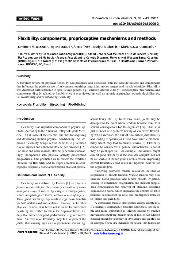 (PDF) Flexibility: components, proprioceptive mechanisms and methods