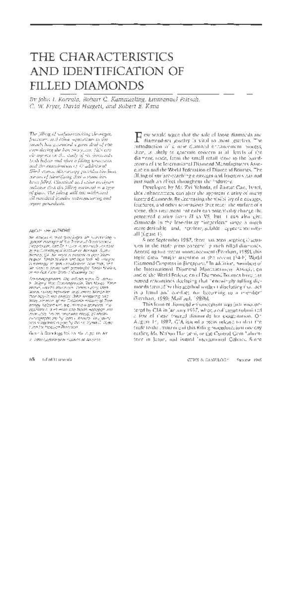 (PDF) The Characteristics and Identification of Filled Diamonds | John ...