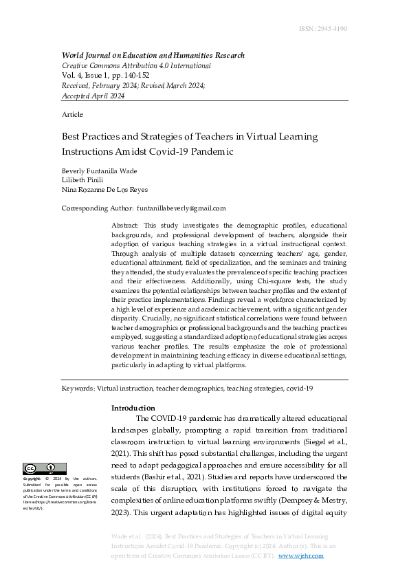 (PDF) Best Practices and Strategies of Teachers in Virtual Learning ...