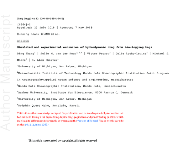 (PDF) Simulated and experimental estimates of hydrodynamic drag from ...