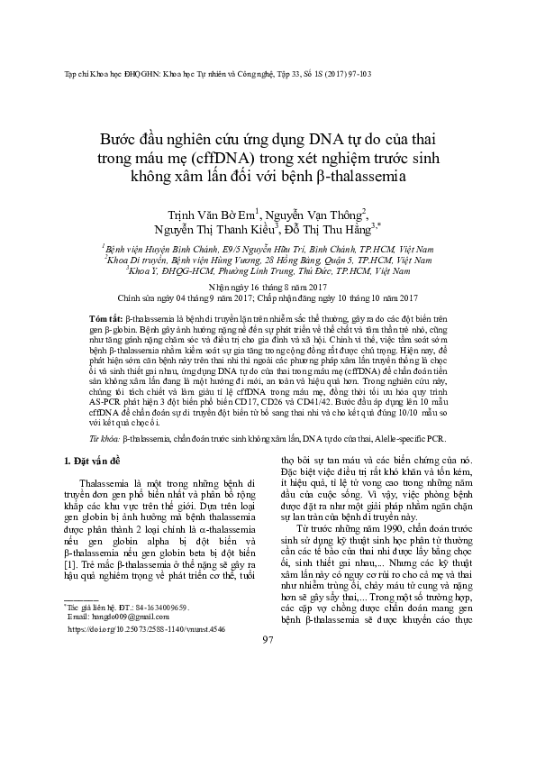 (PDF) Primary study on application of cell-free fetal DNA (cffDNA) in ...
