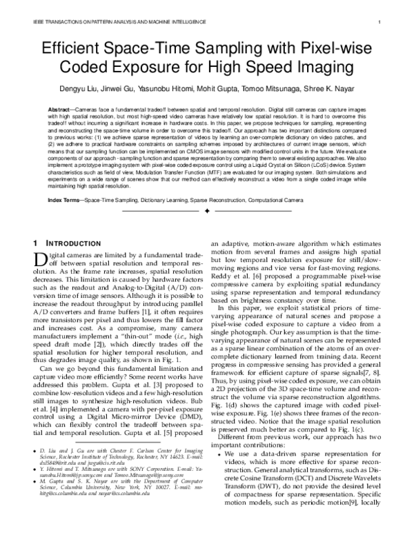 (PDF) Efficient Space-Time Sampling with Pixel-Wise Coded Exposure for ...