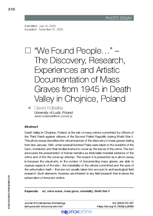 (PDF) n "We Found People…" -The Discovery, Research, Experiences and Artistic Documentation of ...