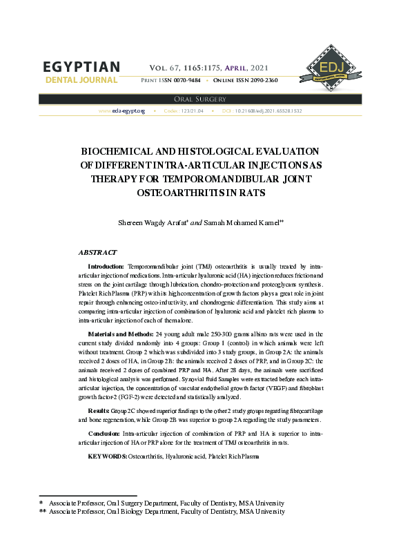 (PDF) Biochemical and Histological Evaluation of different intra ...