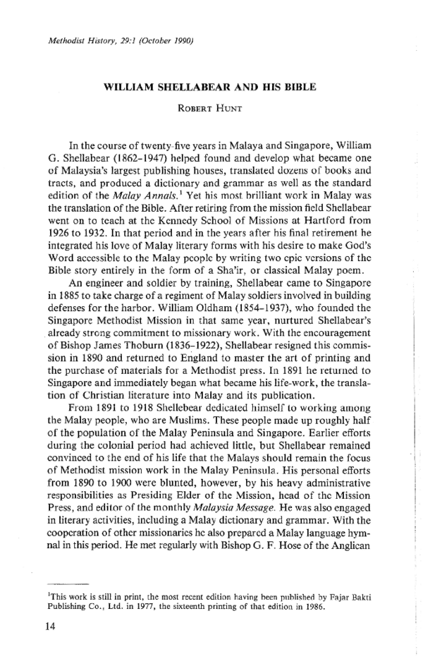 (PDF) William Shellabear and His Bible