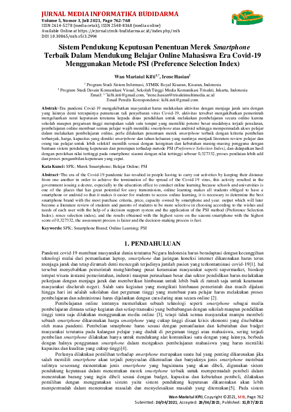 (PDF) Sistem Pendukung Keputusan Penentuan Merek Smartphone Terbaik ...