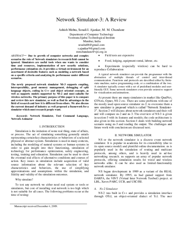 (PDF) Network Simulator-3: A Review