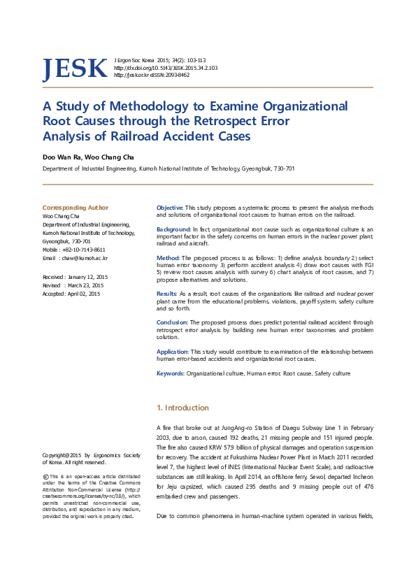 (PDF) A Study of Methodology to Examine Organizational Root Causes ...