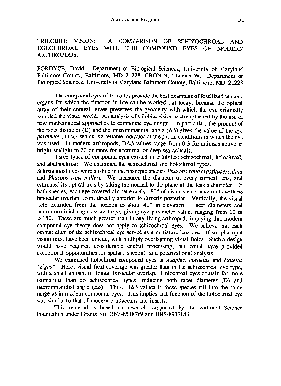 (PDF) Trilobite vision: a comparison of schizochroal and holochroal ...