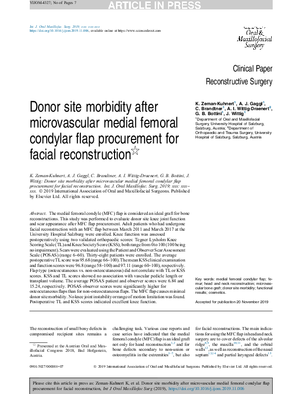 (PDF) Donor site morbidity after microvascular medial femoral condylar ...