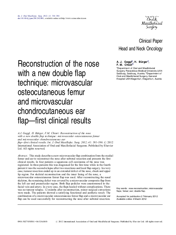 (PDF) Reconstruction of the nose with a new double flap technique ...