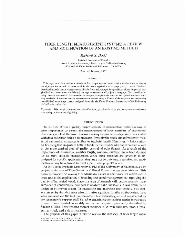 (PDF) Fiber length measurement systems: a review and modification of an ...