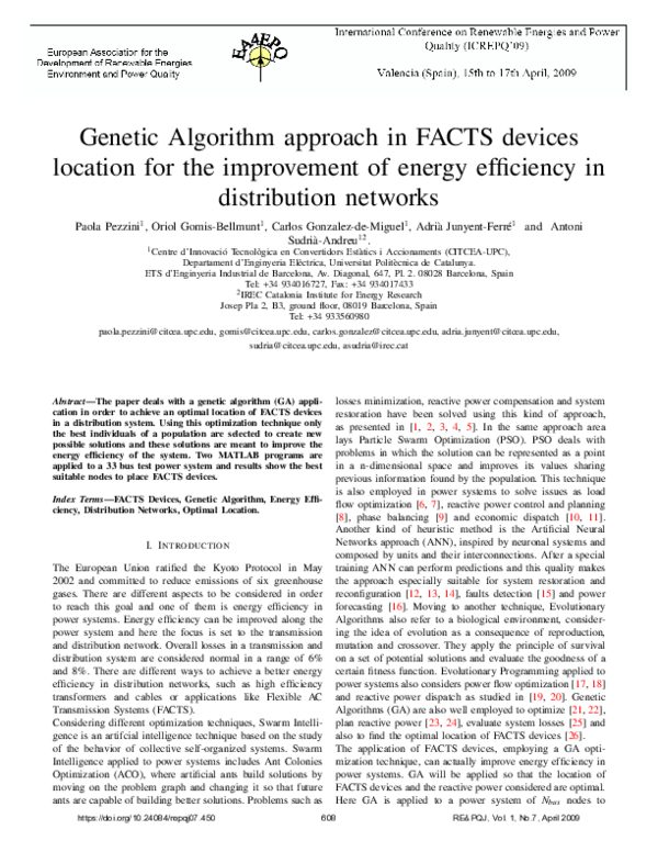 (PDF) Genetic algorithm approach in FACTS devices location for the improvement of energy ...