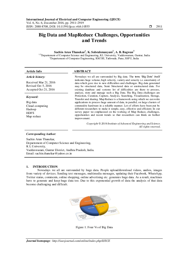 (PDF) Big Data and MapReduce Challenges, Opportunities and Trends