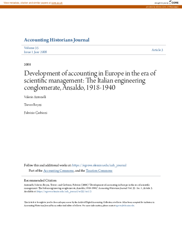 (PDF) The Development of Accounting in Europe in the Era of Scientific ...