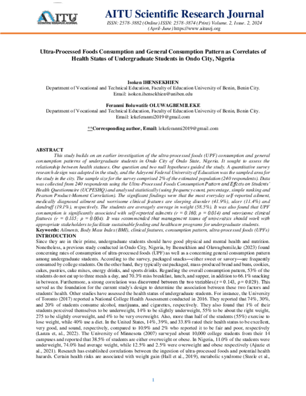 (PDF) Ultra-Processed Foods Consumption and General Consumption Pattern ...