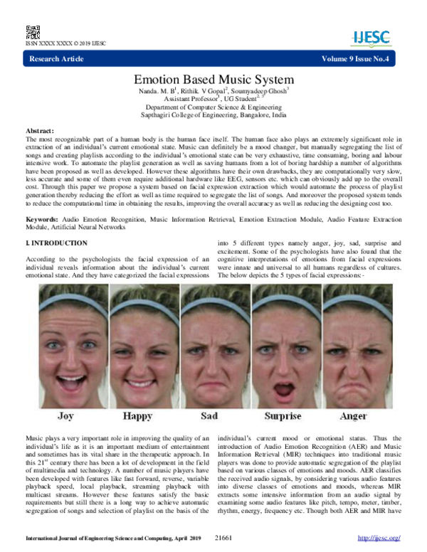 (PDF) Emotion Based Music System