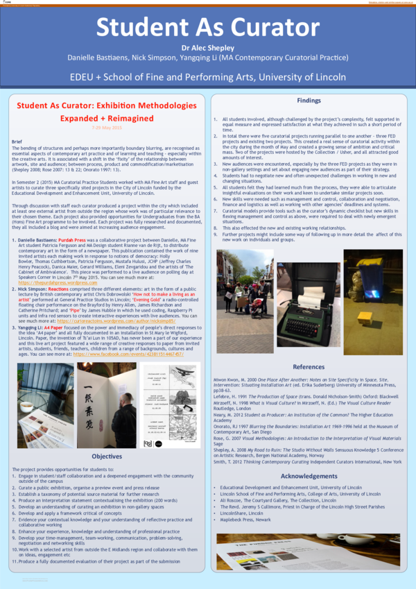 (PDF) Student as curator: exhibition methodologies expanded + reimagined