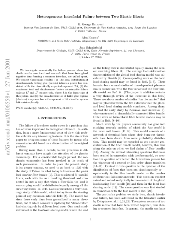 (PDF) Heterogeneous interfacial failure between two elastic blocks