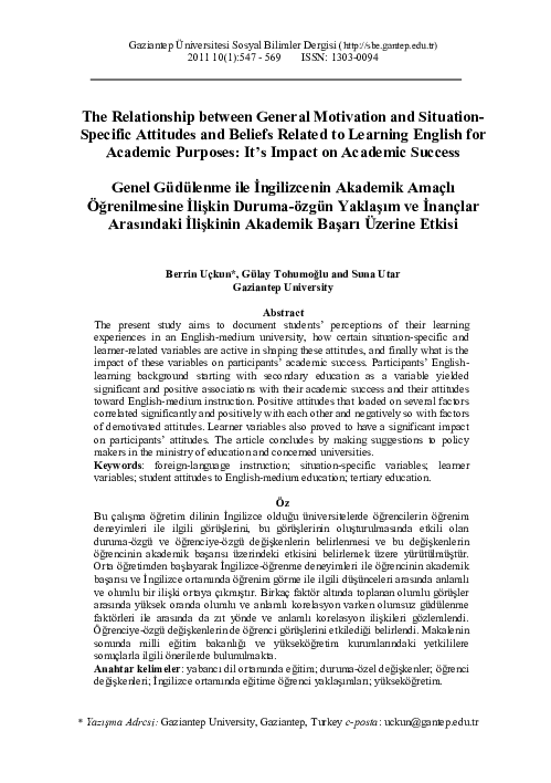 (PDF) The Relationship between General Motivation and Situation ...