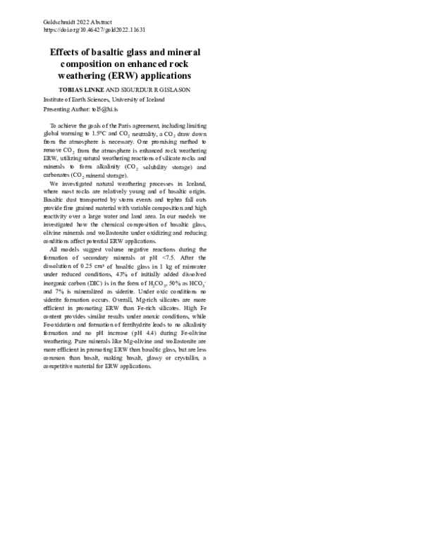 (PDF) Effects of basaltic glass and mineral composition on enhanced ...
