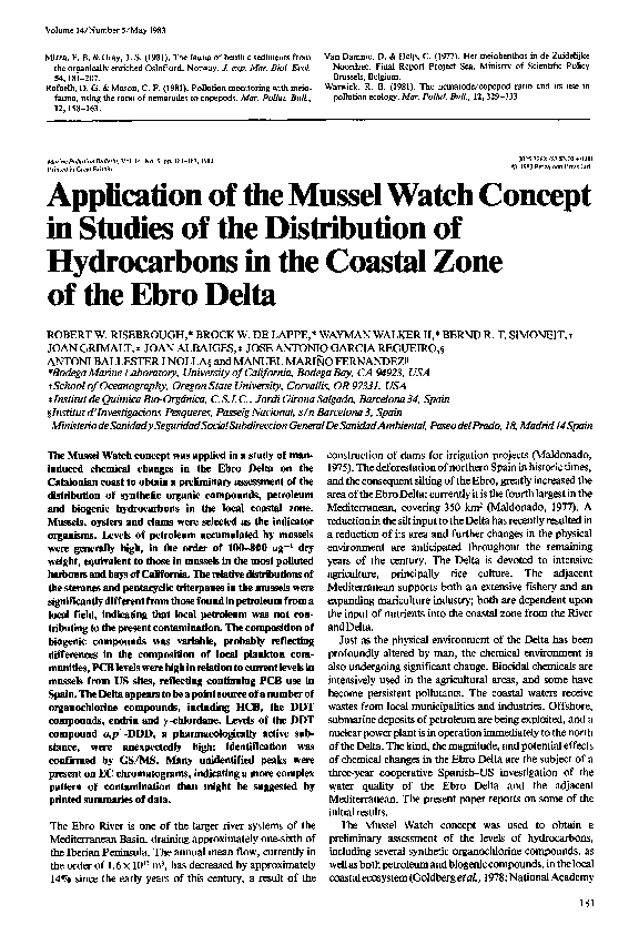 (PDF) Application of the Mussel Watch concept in studies of the ...