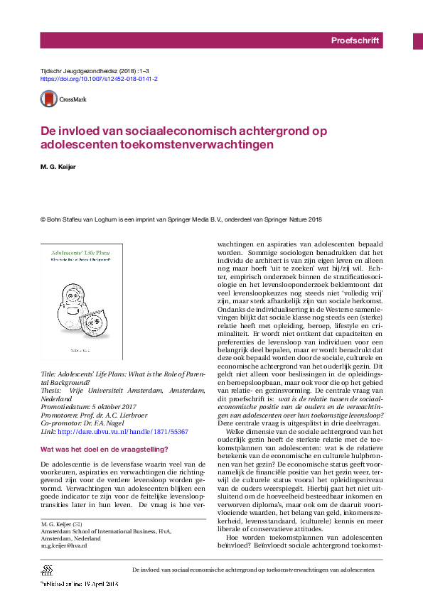 (PDF) De invloed van sociaaleconomisch achtergrond op adolescenten ...