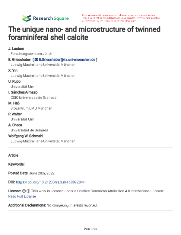 (PDF) The unique nano-and microstructure of twinned foraminiferal shell ...