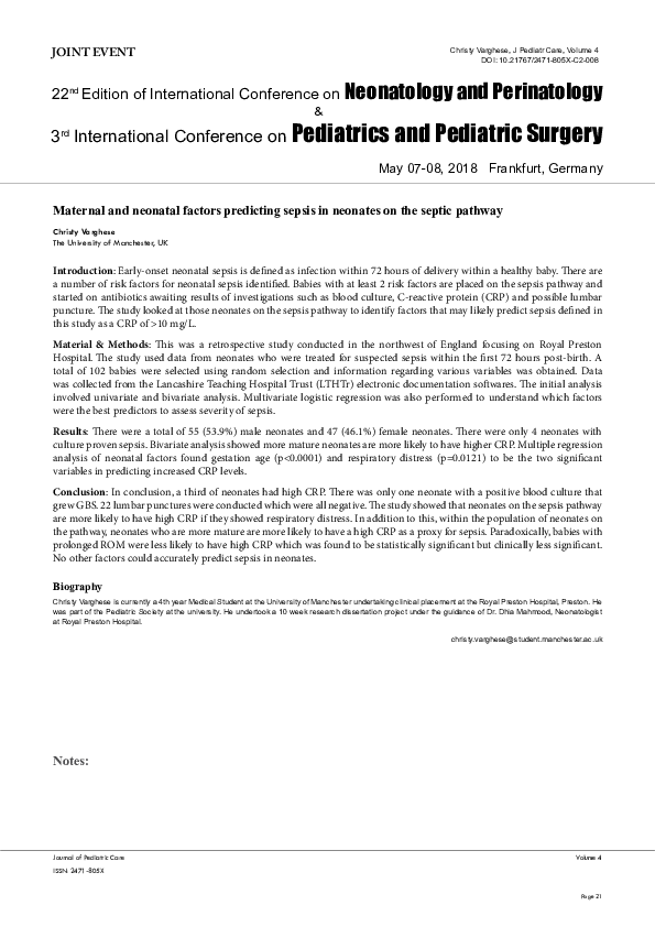 (PDF) Maternal and neonatal factors predicting sepsis in neonates on ...