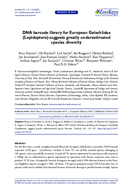 (PDF) DNA barcode library for European Gelechiidae (Lepidoptera ...