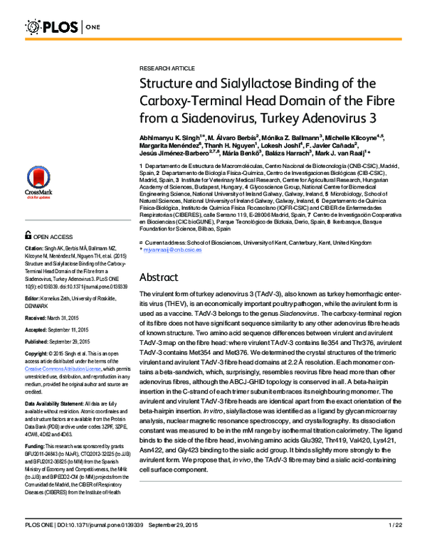 (PDF) Structure and Sialyllactose Binding of the Carboxy-Terminal Head ...