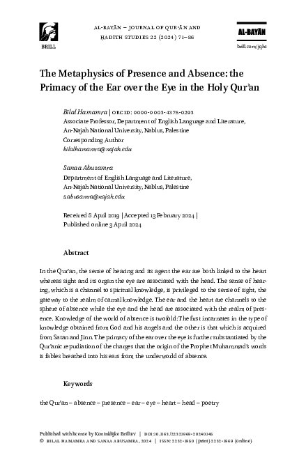 (PDF) The Metaphysics of Presence and Absence: the Primacy of the Ear ...