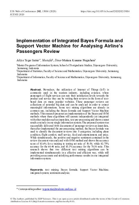 (PDF) Implementation of Integrated Bayes Formula and Support Vector ...