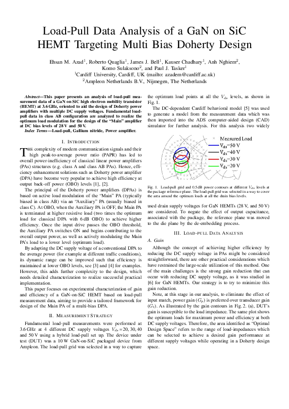 (PDF) Load-Pull Data Analysis of a GaN on SiC HEMT Targeting Multi Bias ...