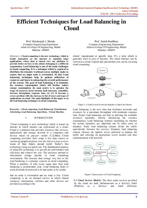 (PDF) Efficient Techniques for Load Balancing in Cloud