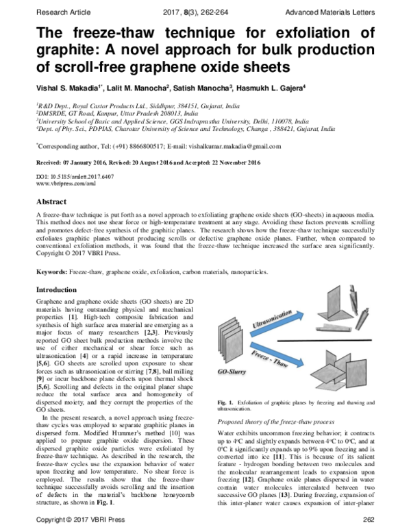 (PDF) The freeze-thaw technique for exfoliation of graphite: A novel ...