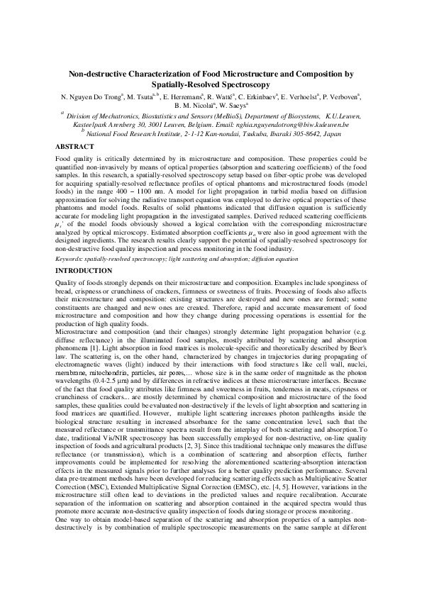 (PDF) Non-destructive characterization of food microstructure and composition by Spatially ...