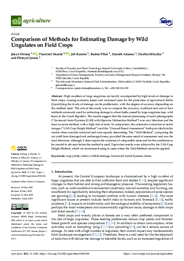 (PDF) Comparison of Methods for Estimating Damage by Wild Ungulates on ...