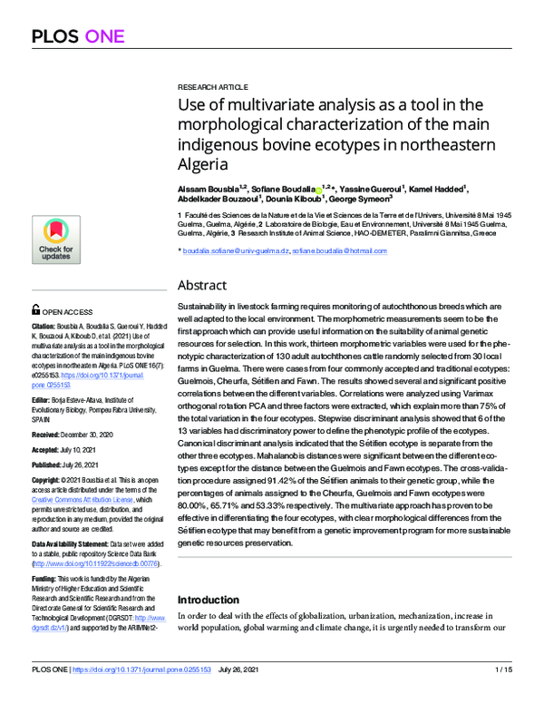(PDF) Use of multivariate analysis as a tool in the morphological characterization of the main ...
